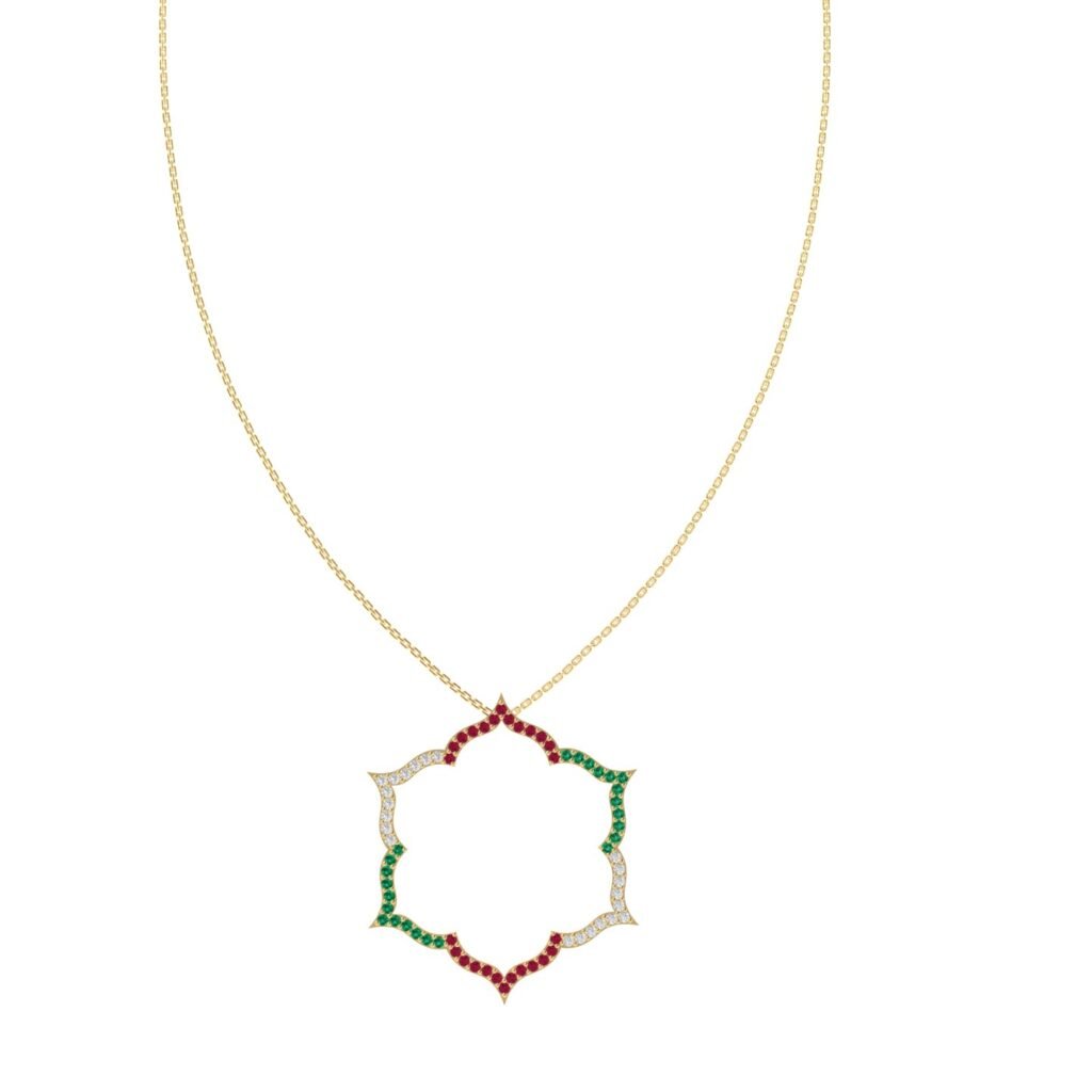 Floral Symphony: 18k Gold Necklace Inspired by the Domes of Sheikh ...